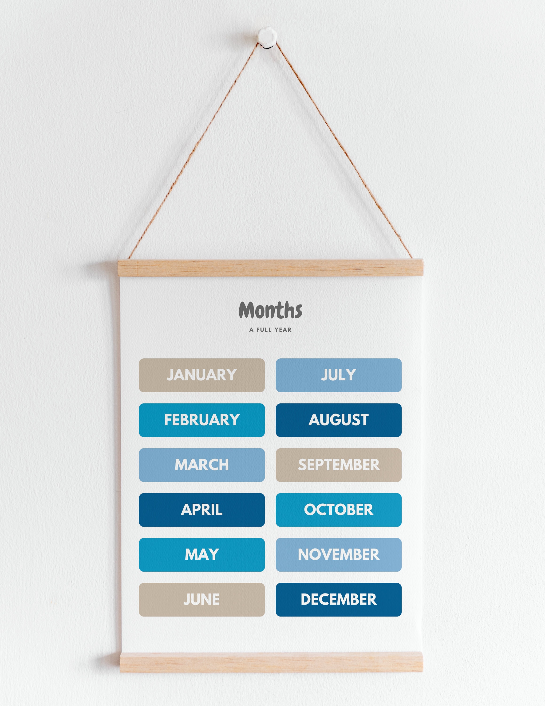 Months of the Year Poster Printable Wall Art Educational Prints Nursery ...