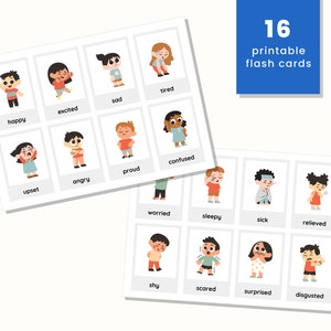 EMOTIONS Printable Flash Cards for Kids, Homeschool Learning Material ...