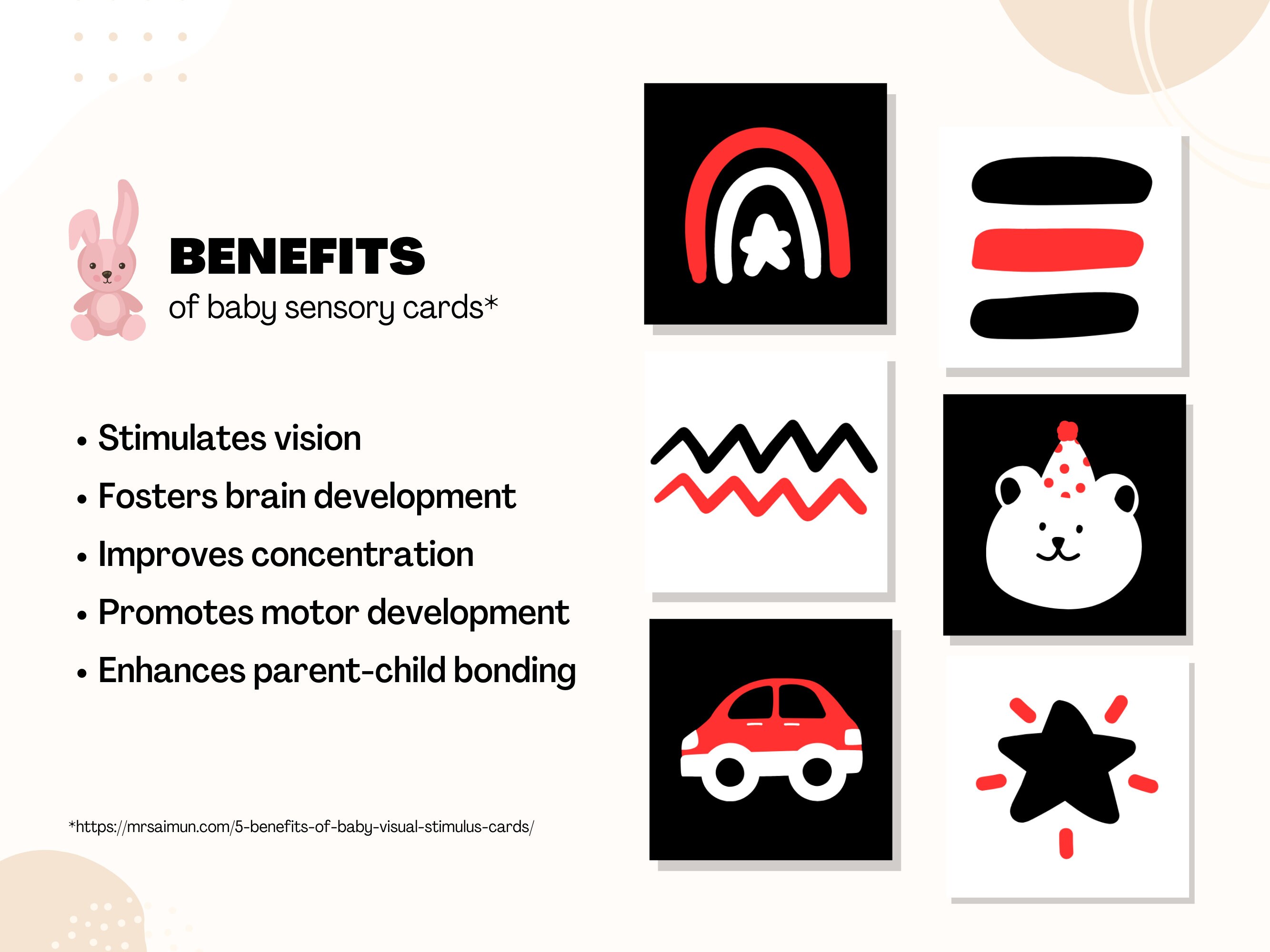 Baby Sensory Cards High Contrast Black White & Red Baby Development ...