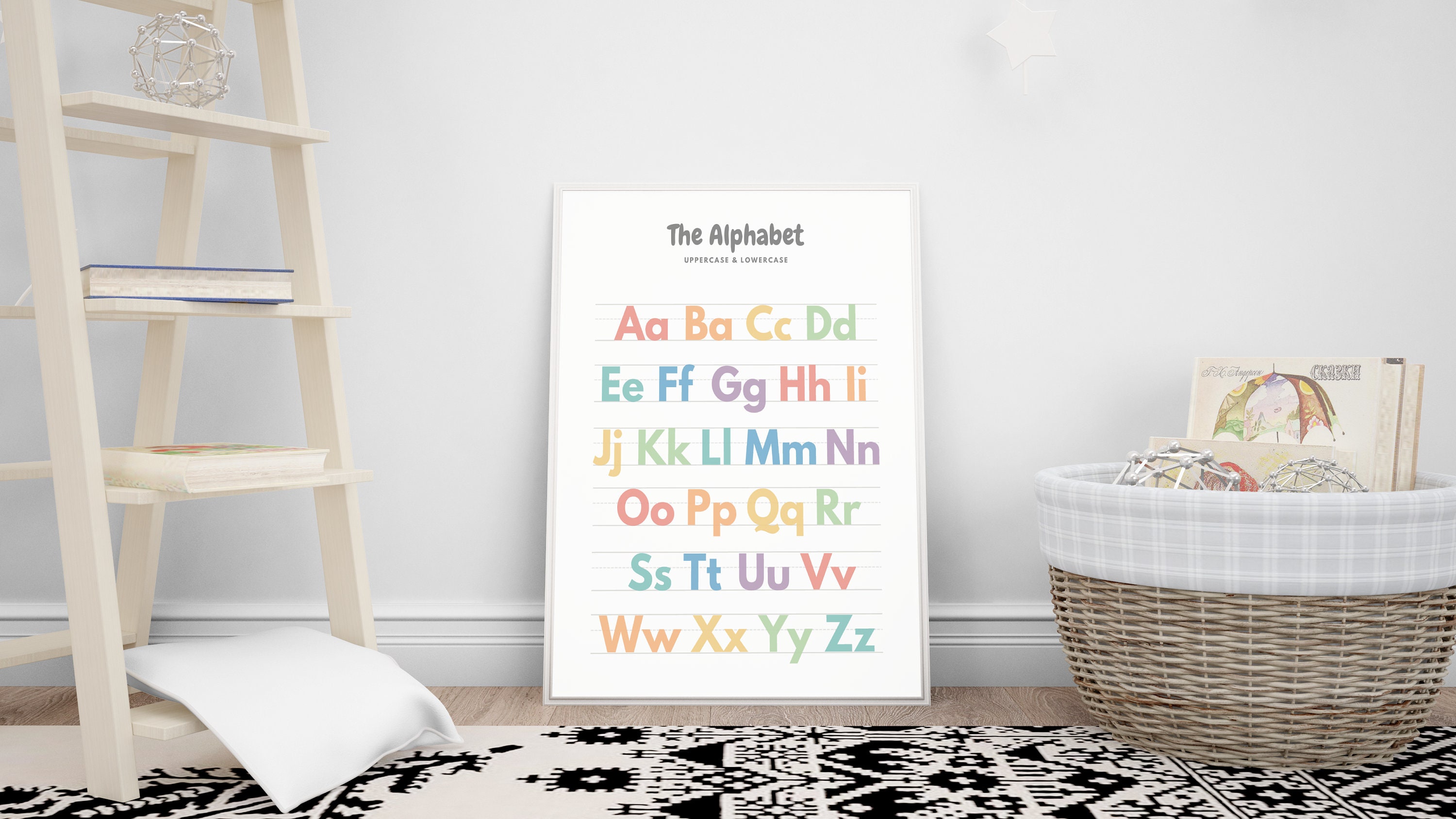 Alphabet ABC Poster Handwriting Chart Printable Wall Art Educational ...