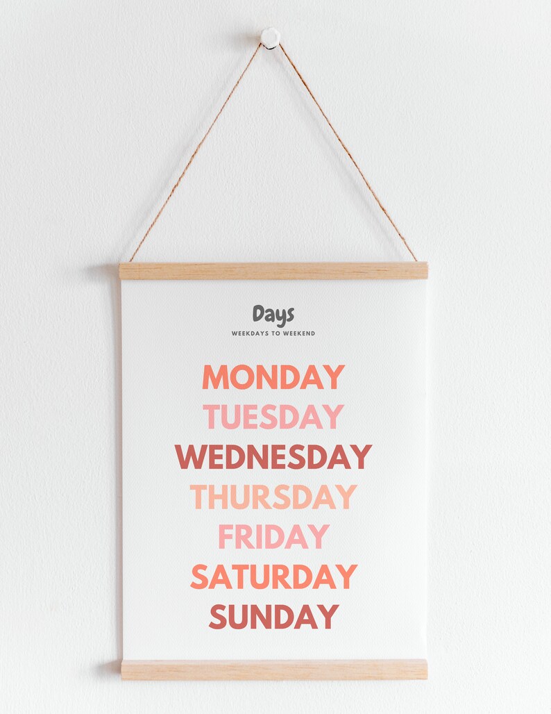 Day of the Week Poster - Printable Wall Art - Educational Prints ...