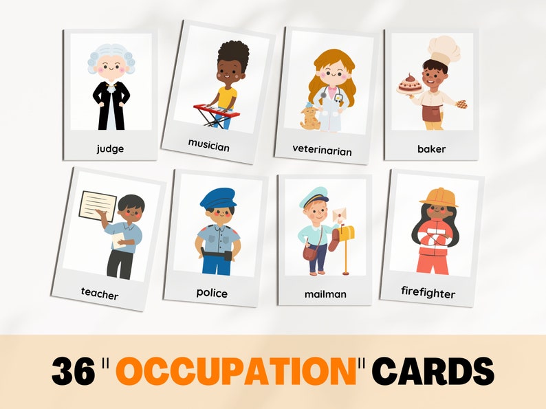 36 Printable OCCUPATION Flash Cards for Kids Educational Toy for ...