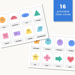 SHAPES Printable Flash Cards for Kids, Homeschool Learning Material ...