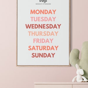 Day of the Week Poster - Printable Wall Art - Educational Prints ...