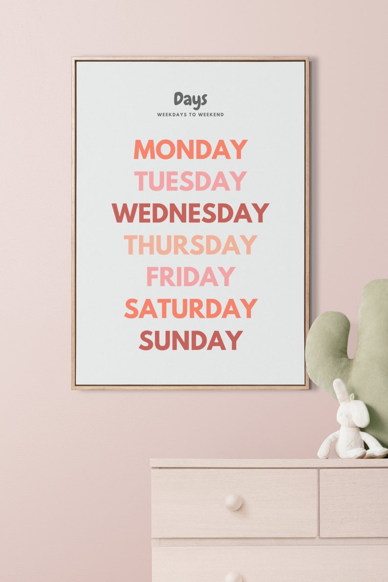 Day of the Week Poster - Printable Wall Art - Educational Prints ...