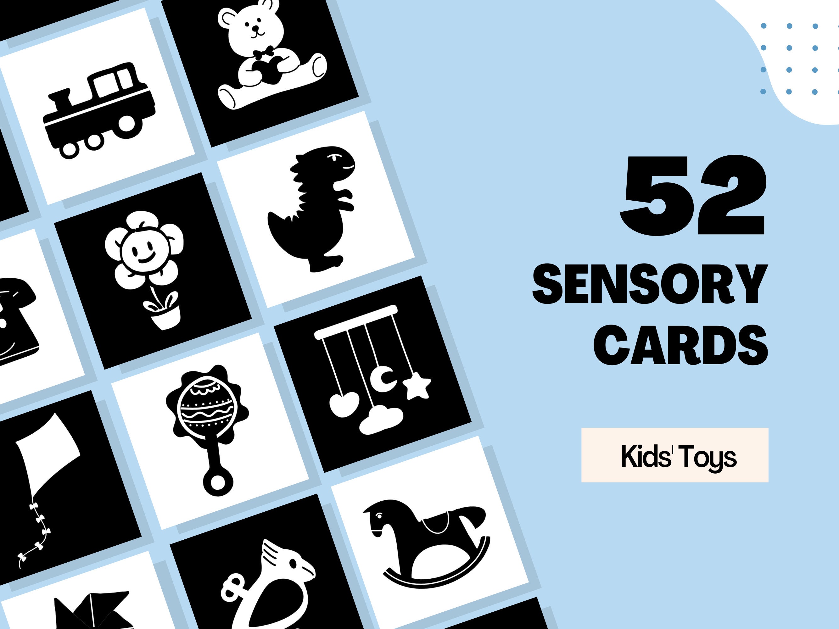 Baby Sensory Cards High Contrast Black and White Baby Development ...