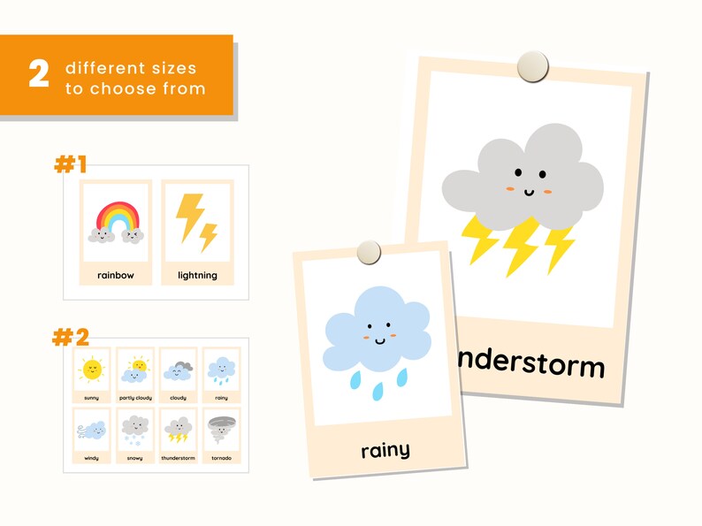 WEATHER Printable Flash Cards for Kids, Homeschool Learning Material ...