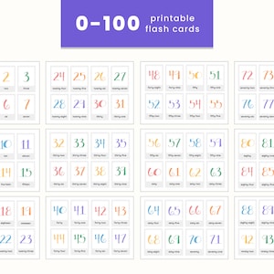 NUMBER Printable Flash Cards for Kids, Homeschool Learning Material ...