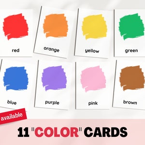 COLORS Printable Flash Cards for Kids, Homeschool Learning Material ...