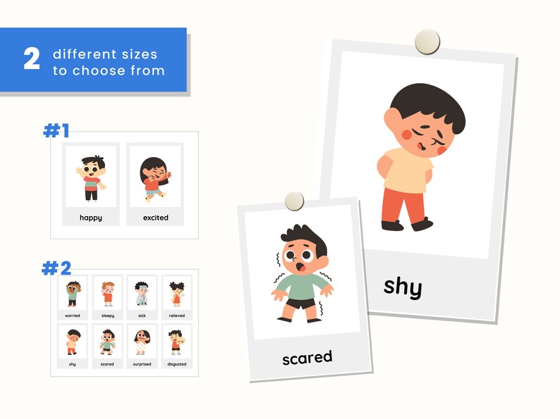EMOTIONS Printable Flash Cards for Kids, Homeschool Learning Material ...