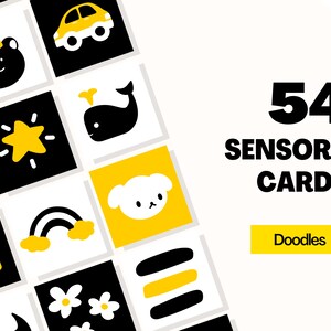 Baby Sensory Cards High Contrast Black White Yellow Baby Development ...