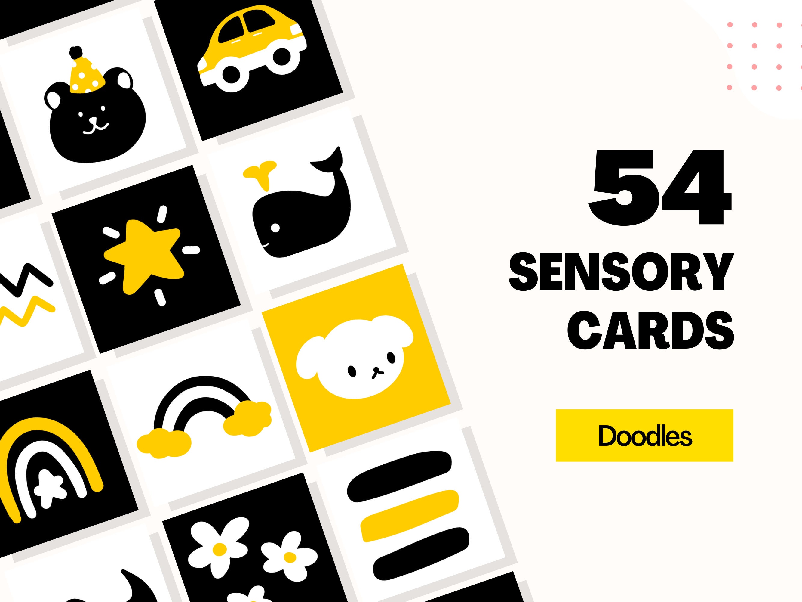Baby Sensory Cards High Contrast Black White Yellow Baby - Etsy Canada