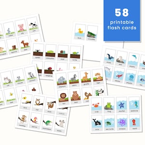 58 Printable ANIMAL Flash Cards for Kids - Educational Toy for Toddlers ...