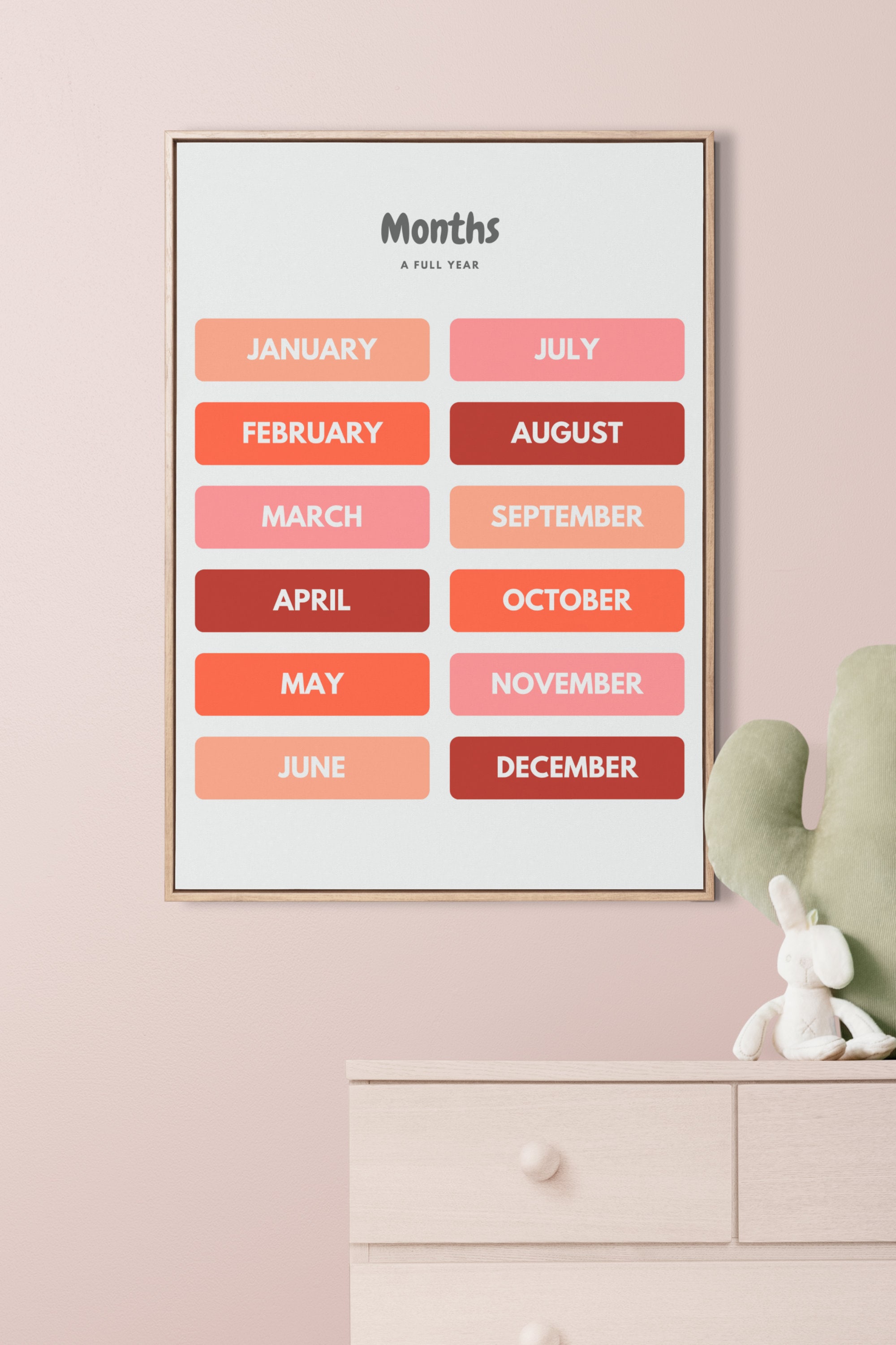 Months of the Year Poster Printable Wall Art Educational Prints Nursery ...