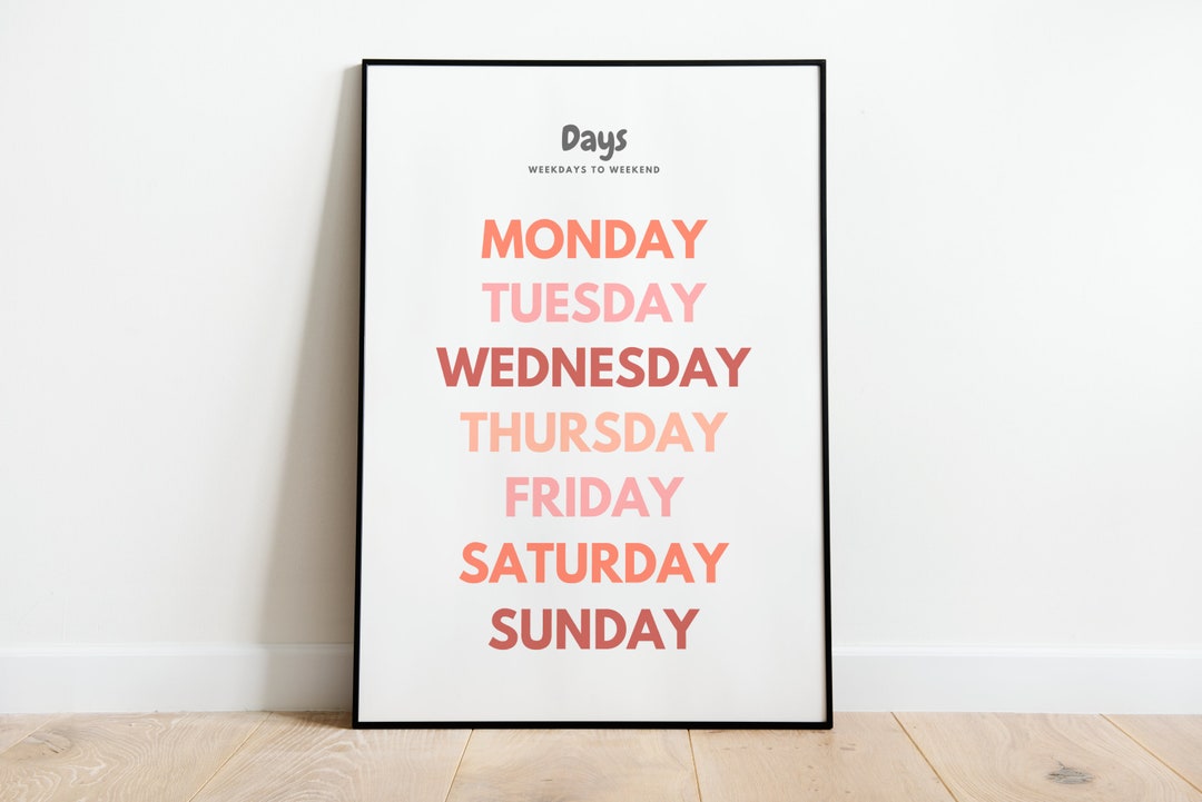 Day of the Week Poster - Printable Wall Art - Educational Prints ...