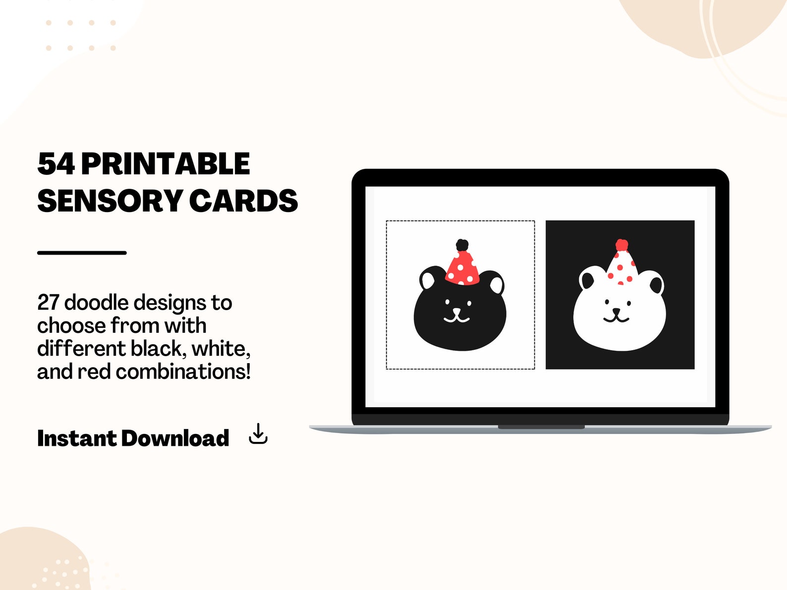 Baby Sensory Cards High Contrast Black White & Red Baby Development ...