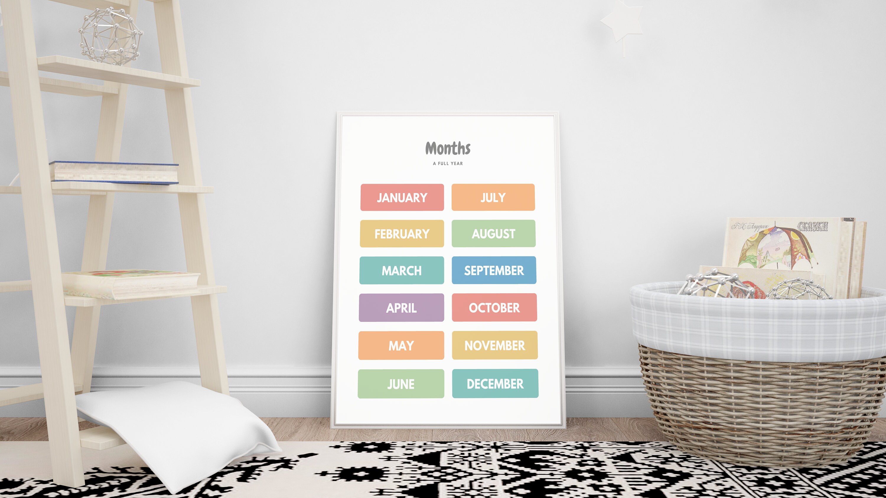 Months of the Year Poster Printable Wall Art Educational Prints Nursery ...