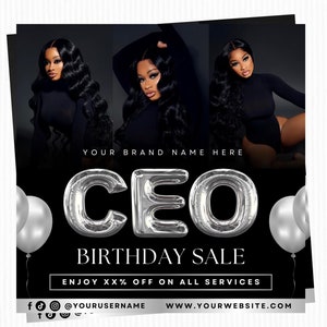 CEO Birthday Sale Flyer, Editable Canva Template - Etsy
