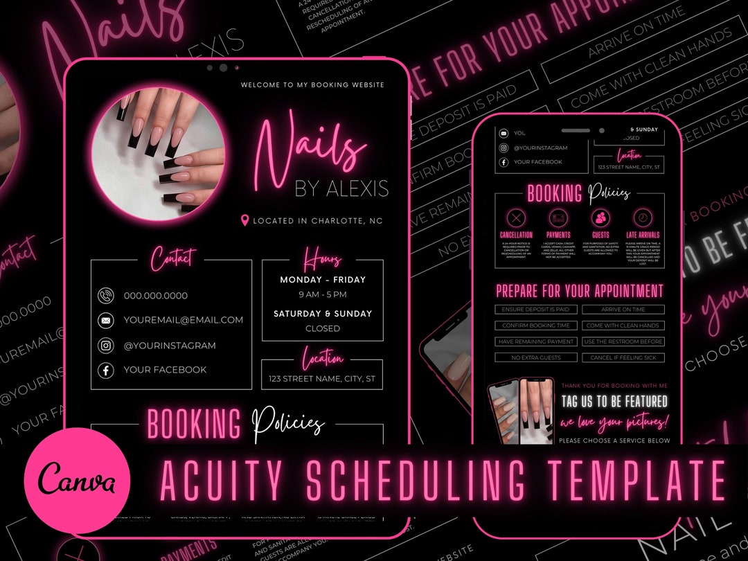 Nail Tech Acuity Scheduling Template | Nail Tech Branding | Nail Tech ...