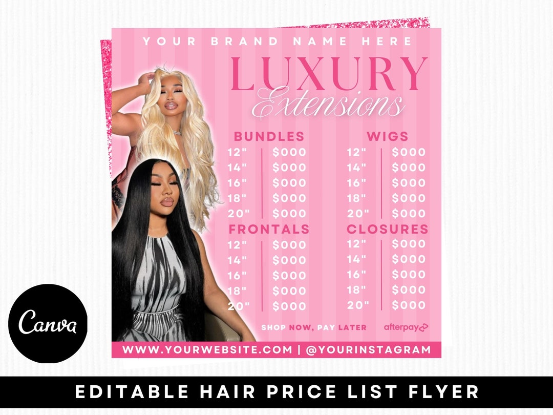 Hair Bundles and Wigs Price List Template | Bundle Deals Flyer | Luxury ...