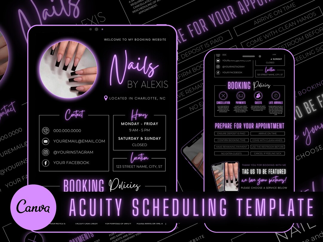 Nail Tech Acuity Scheduling Template | Nail Tech Branding | Nail Tech ...