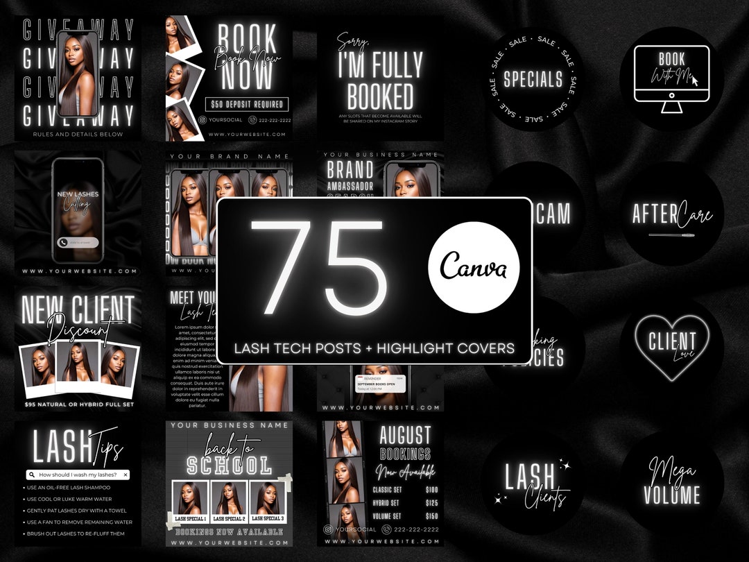75 Lash Tech Instagram Post and Highlight Cover Templates | Lash Quotes ...