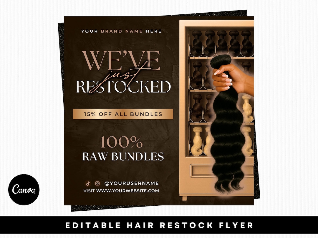 Hair Restock Flyer: Editable Canva Template - Etsy