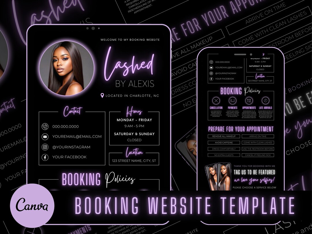 Lash Tech Acuity Scheduling Template | Lash Tech Branding | Lash Tech ...