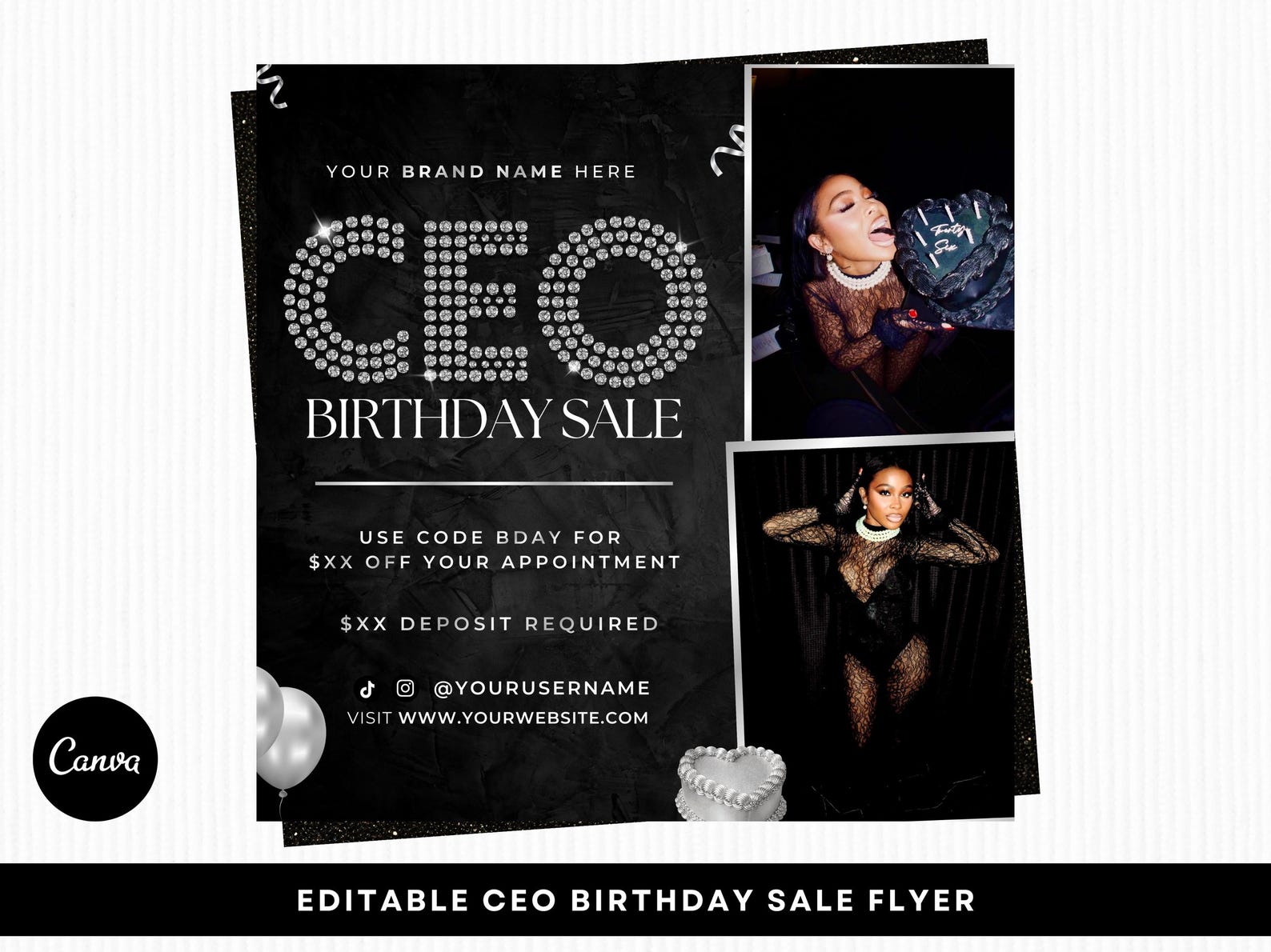 CEO Birthday Sale Flyer, CEO Birthday Specials Flyer, Editable Canva ...