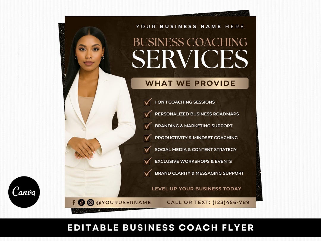 Business Coach Flyer, Business Coaching Services, Editable Canva ...