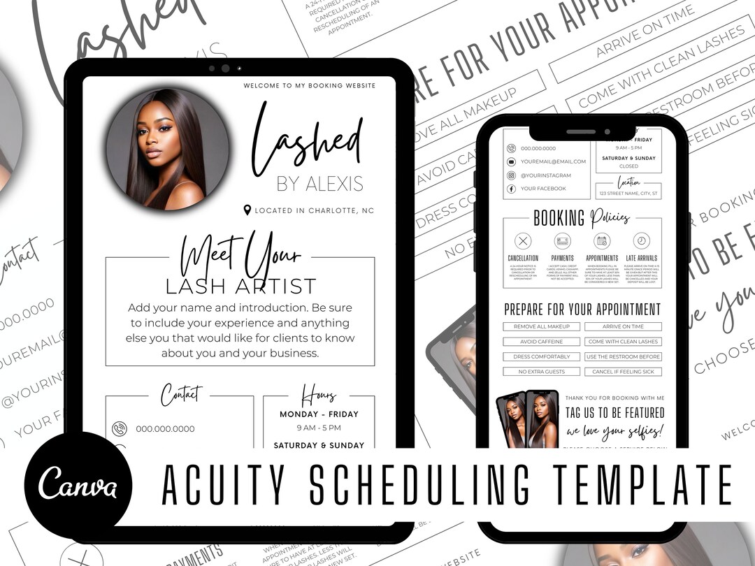 Lash Tech Acuity Scheduling Template | Lash Tech Branding | Lash Tech ...