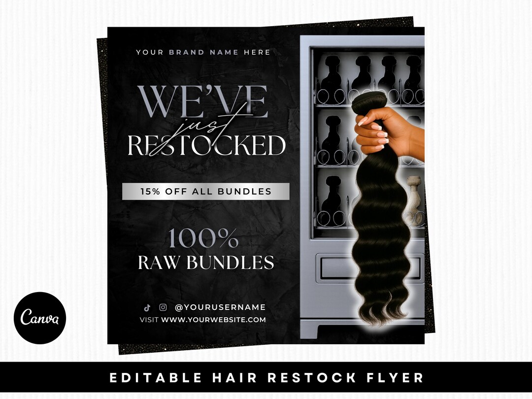 Hair Restock Flyer: Editable Canva Template - Etsy