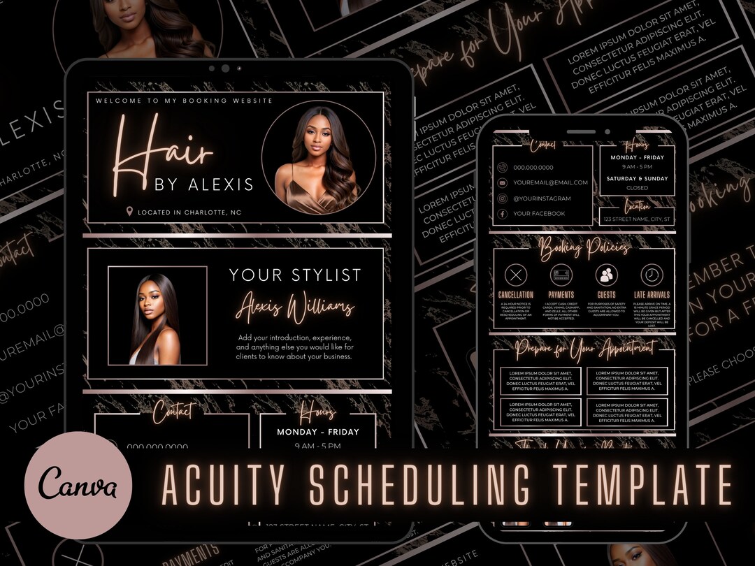 Hair Stylist Acuity Scheduling Template Hair Stylist Branding Hair Stylist Website Canva ...