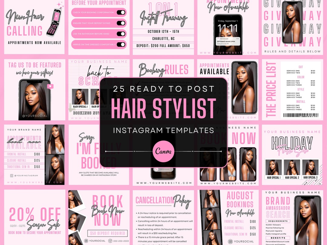 25 Light Pink Hair Stylist Instagram Post Templates | Hair Posts | Hair ...