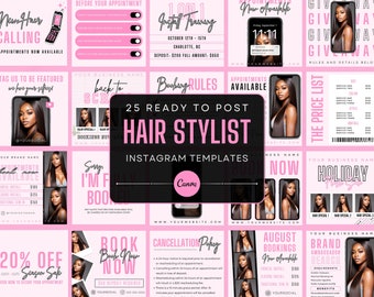 25 Black and White Hair Stylist Instagram Post Templates Hair Posts ...