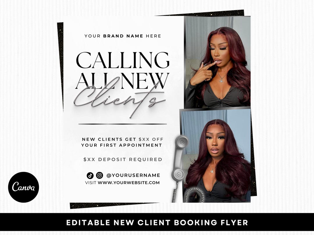 New Client Booking Flyer, Calling All New Clients, Hair Stylist, Lash ...
