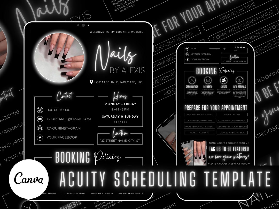 Nail Tech Acuity Scheduling Template | Nail Tech Branding | Nail Tech ...