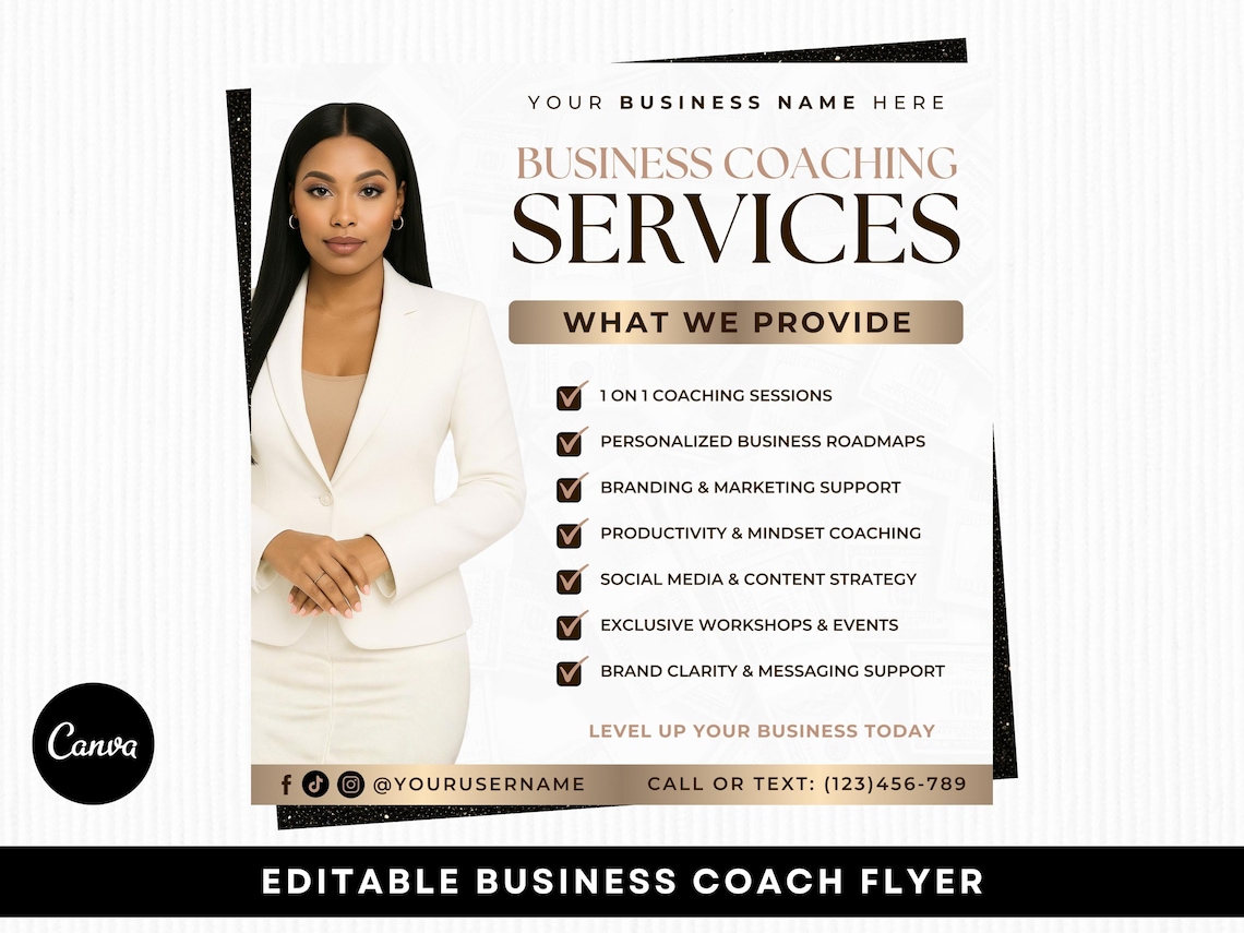 Business Coach Flyer, Business Consultant Services, Editable Canva ...