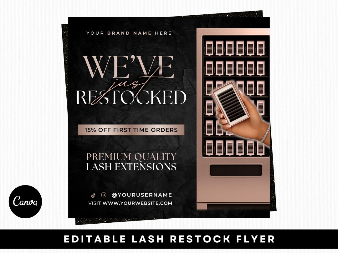 Lash Business We've Restocked Flyer, Lash Shop Restock Alert Flyer ...