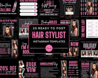 25 Black and White Hair Stylist Instagram Post Templates | Hair Posts ...