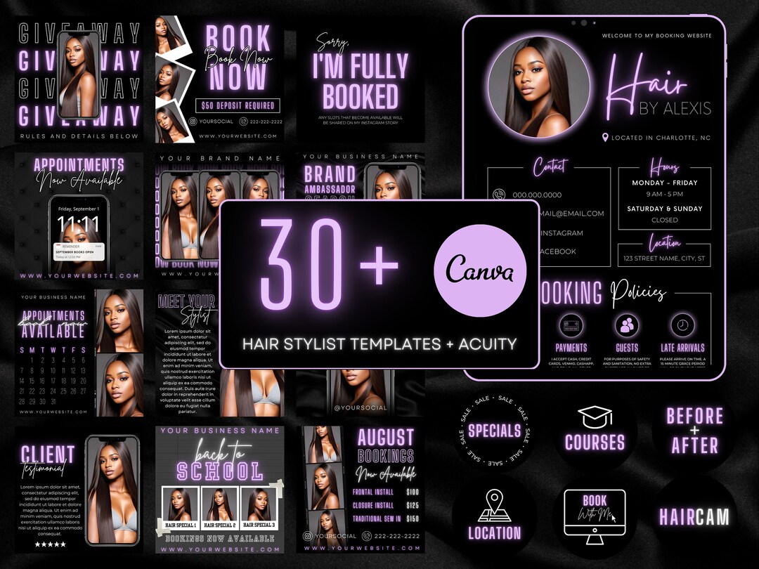 30 Hair Stylist Instagram Post Templates | Hair Stylist Highlight ...