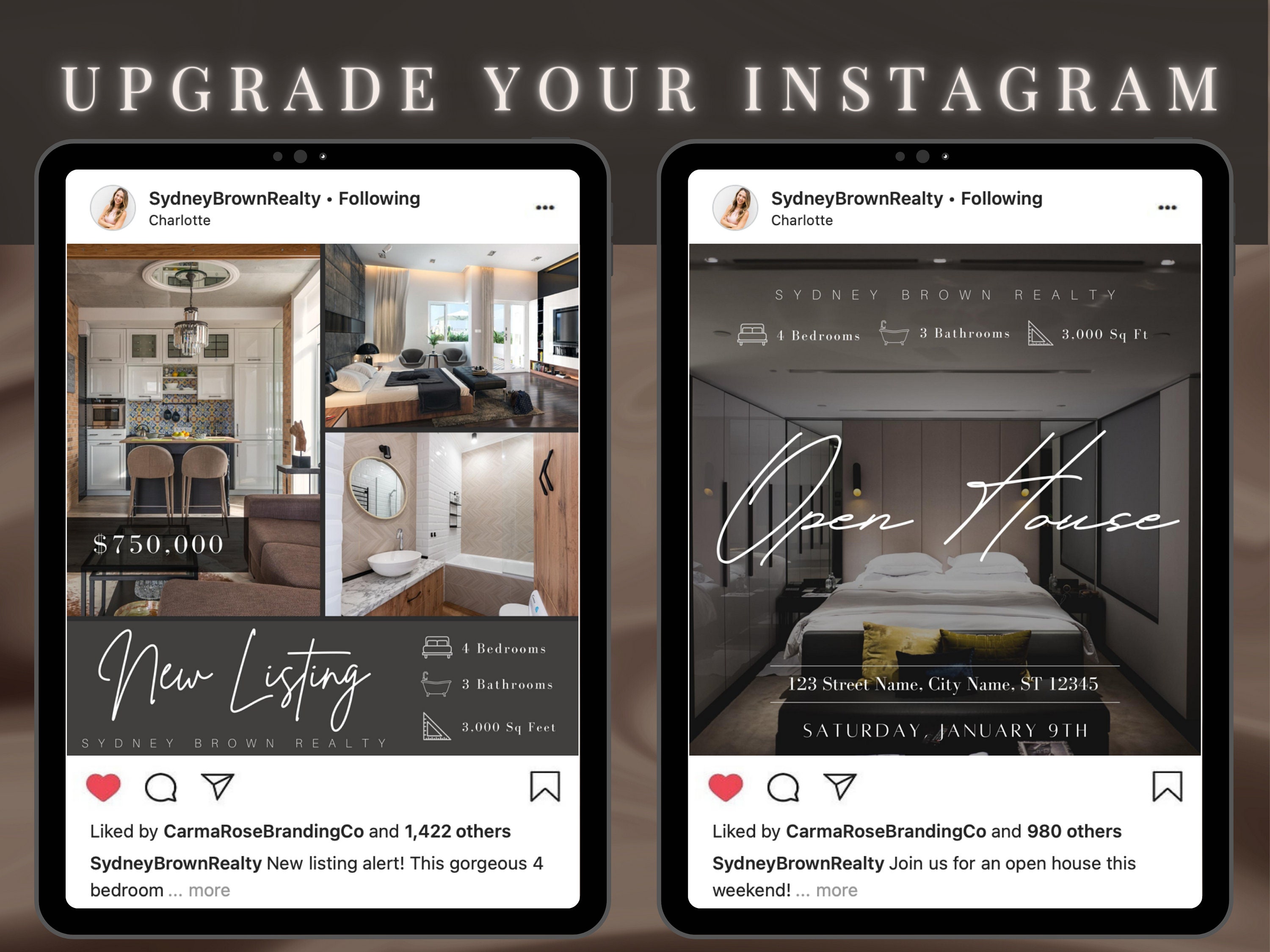 60 Dark Aesthetic Real Estate Instagram Post Templates | Digital ...