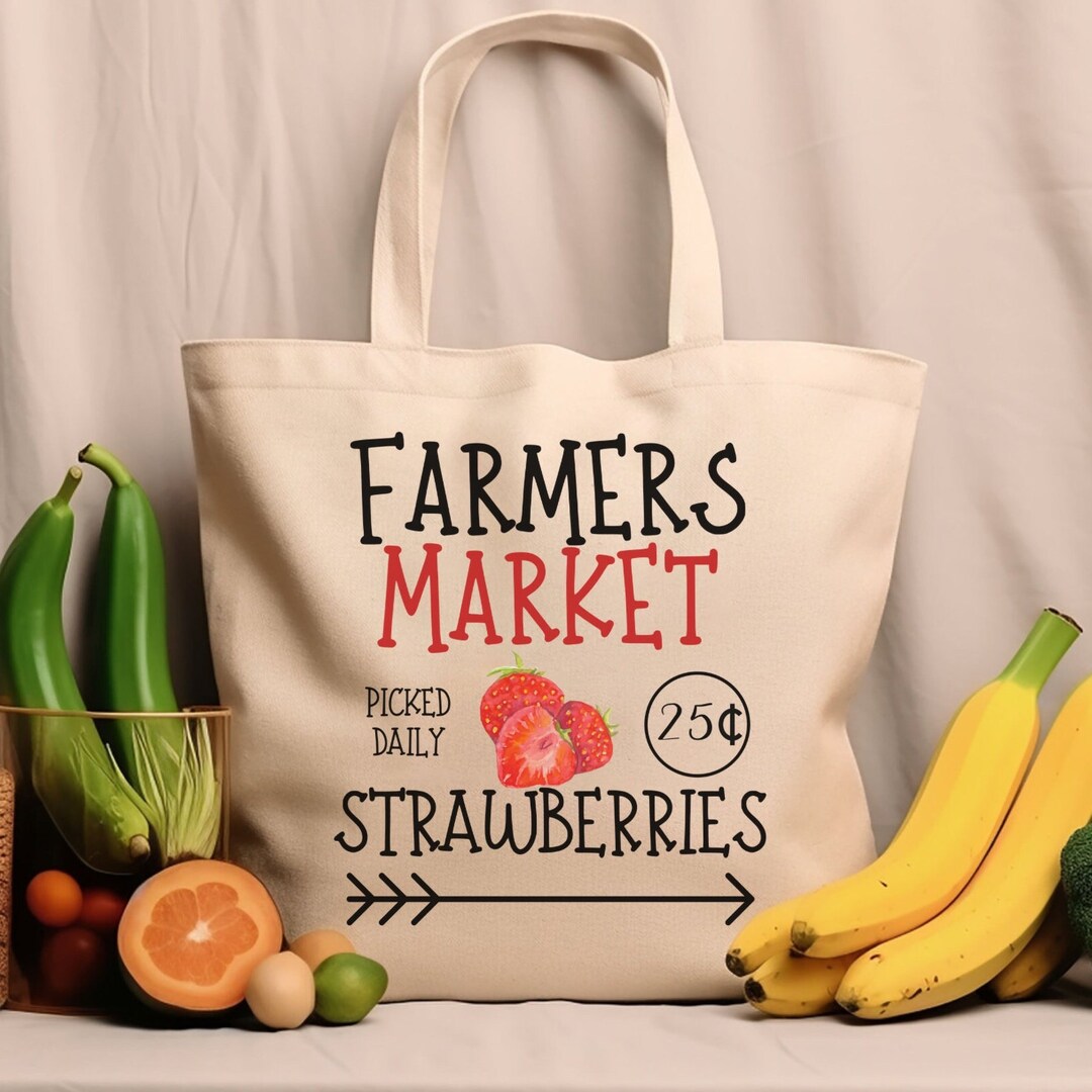 Farmers Market Cotton Canvas Tote Bag, Farmers Market Reusable Bag ...