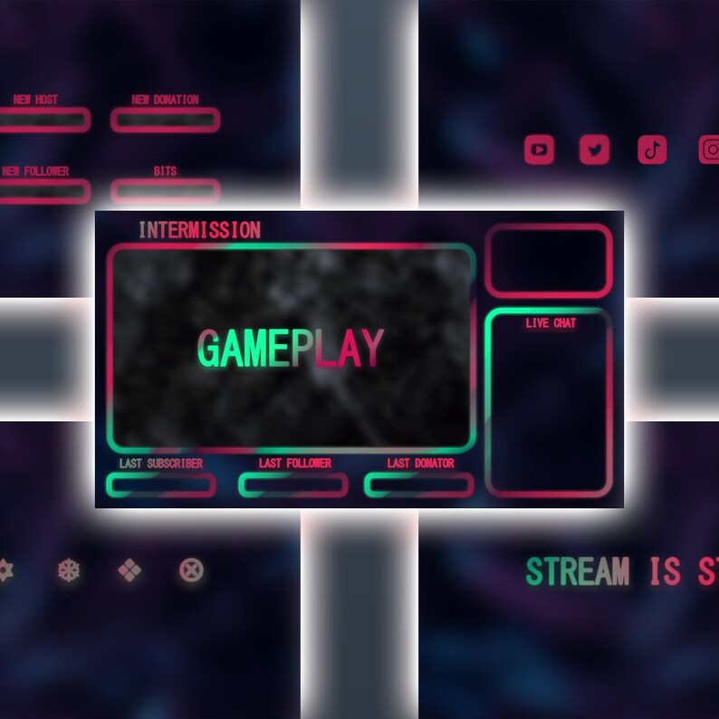 Animated Gradient Overlay Package / Twitch Overlay Pack / Scenes ...