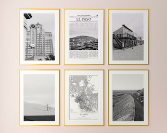 El Paso City Prints Set of 6, El Paso Photo Poster, El Paso Map, El ...