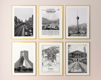 Tehran City Prints Set of 6 Tehran Photo Poster Tehran Map - Etsy
