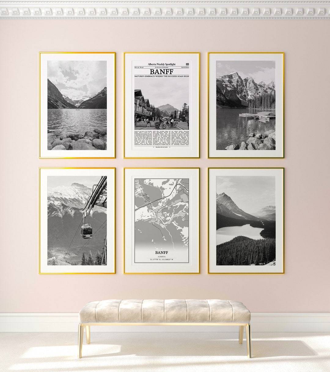 Banff City Prints Set of 6, Banff Black and White Prints, Banff Photo ...