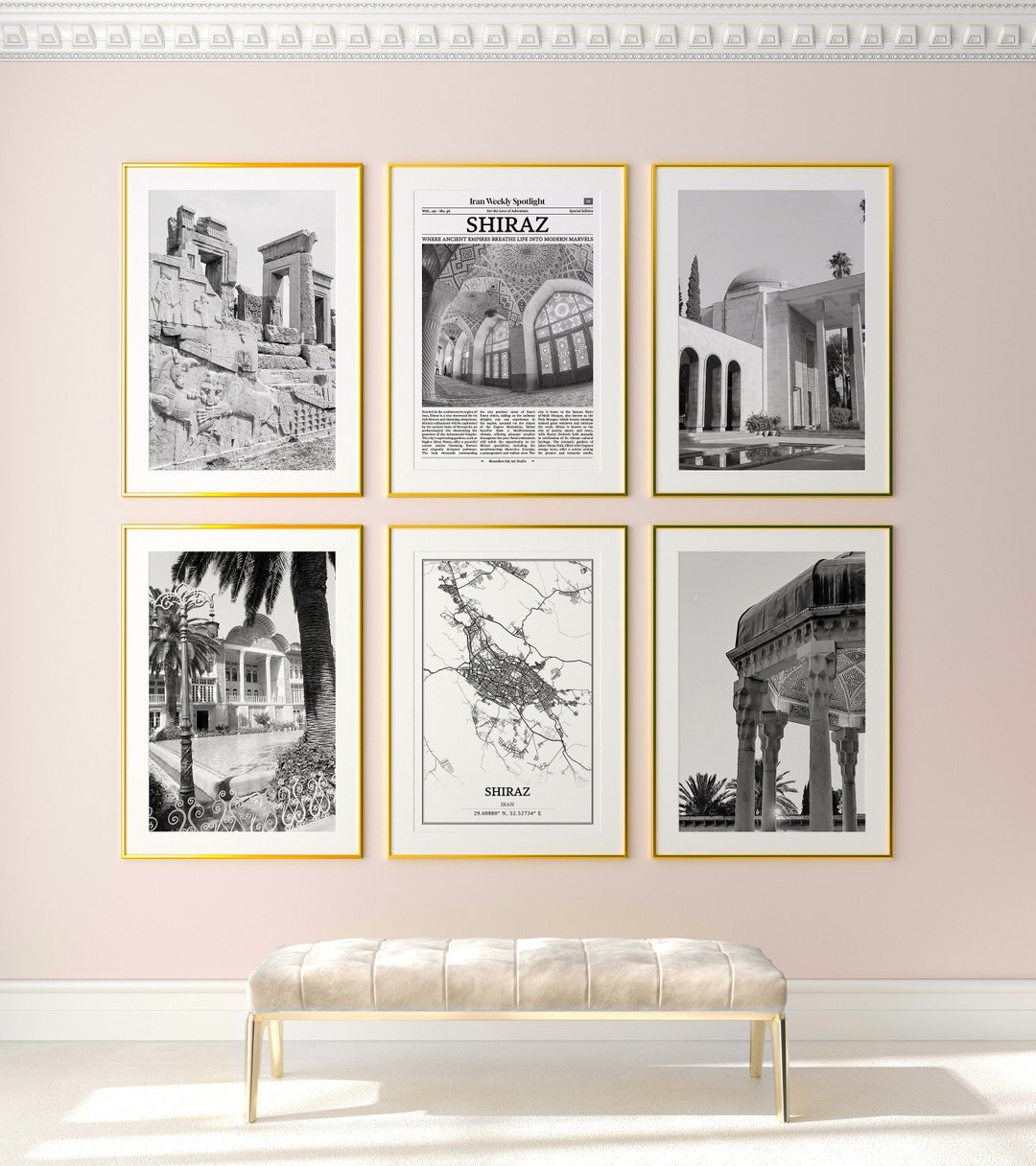 Shiraz City Prints Set of 6, Shiraz Black and White Prints, Shiraz ...