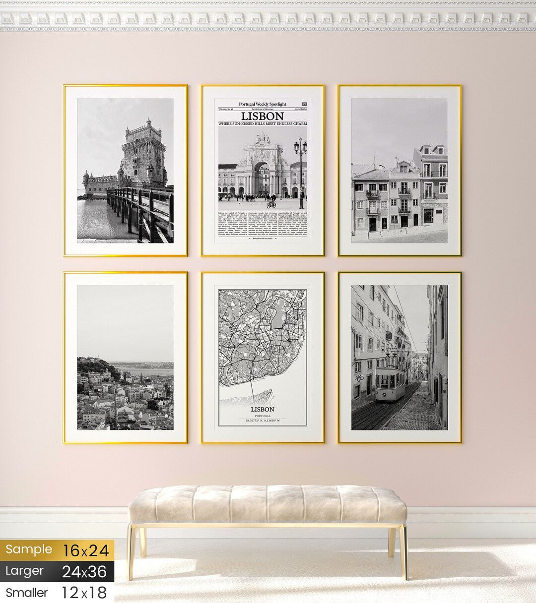 Lisbon City Prints Set of 6, Lisbon Black and White Prints, Lisbon ...