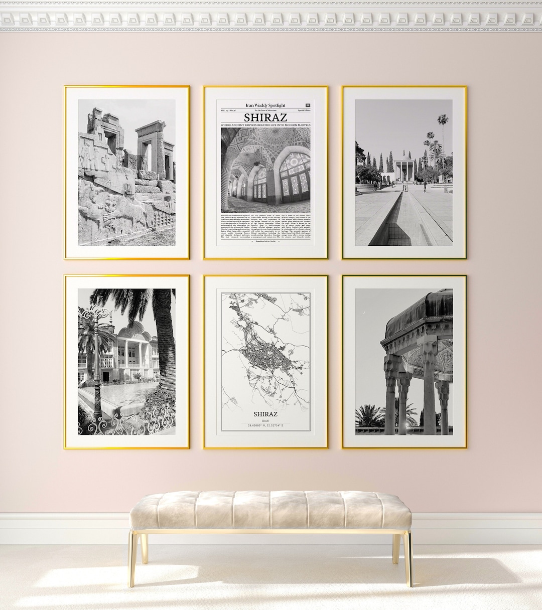 Shiraz City Prints Set of 6, Shiraz Black and White Prints, Shiraz ...